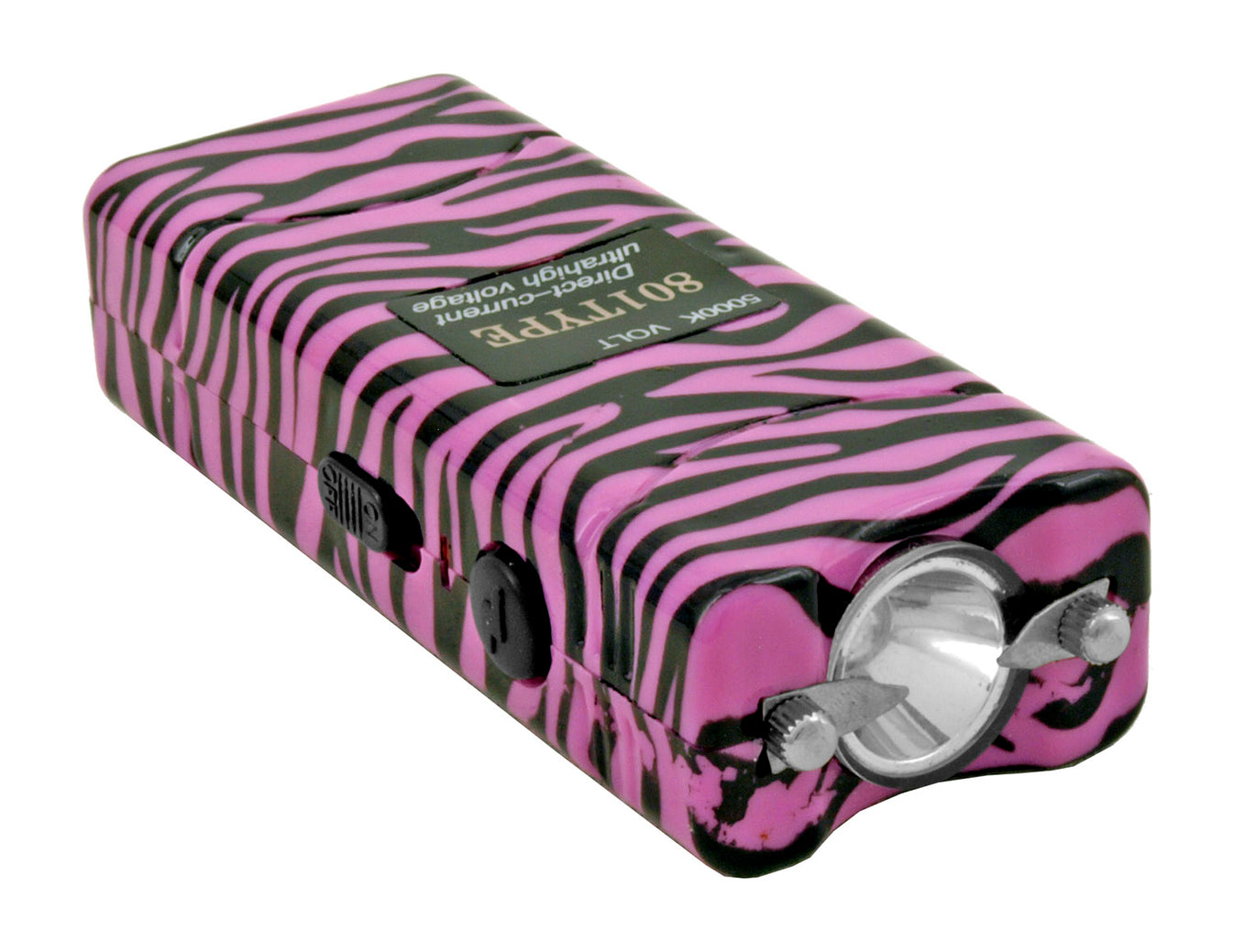 THUNDER BLAST PINK ZEBRA LED FLASHLIGHT STUN GUN – LIGHTNING OTF KNIVES