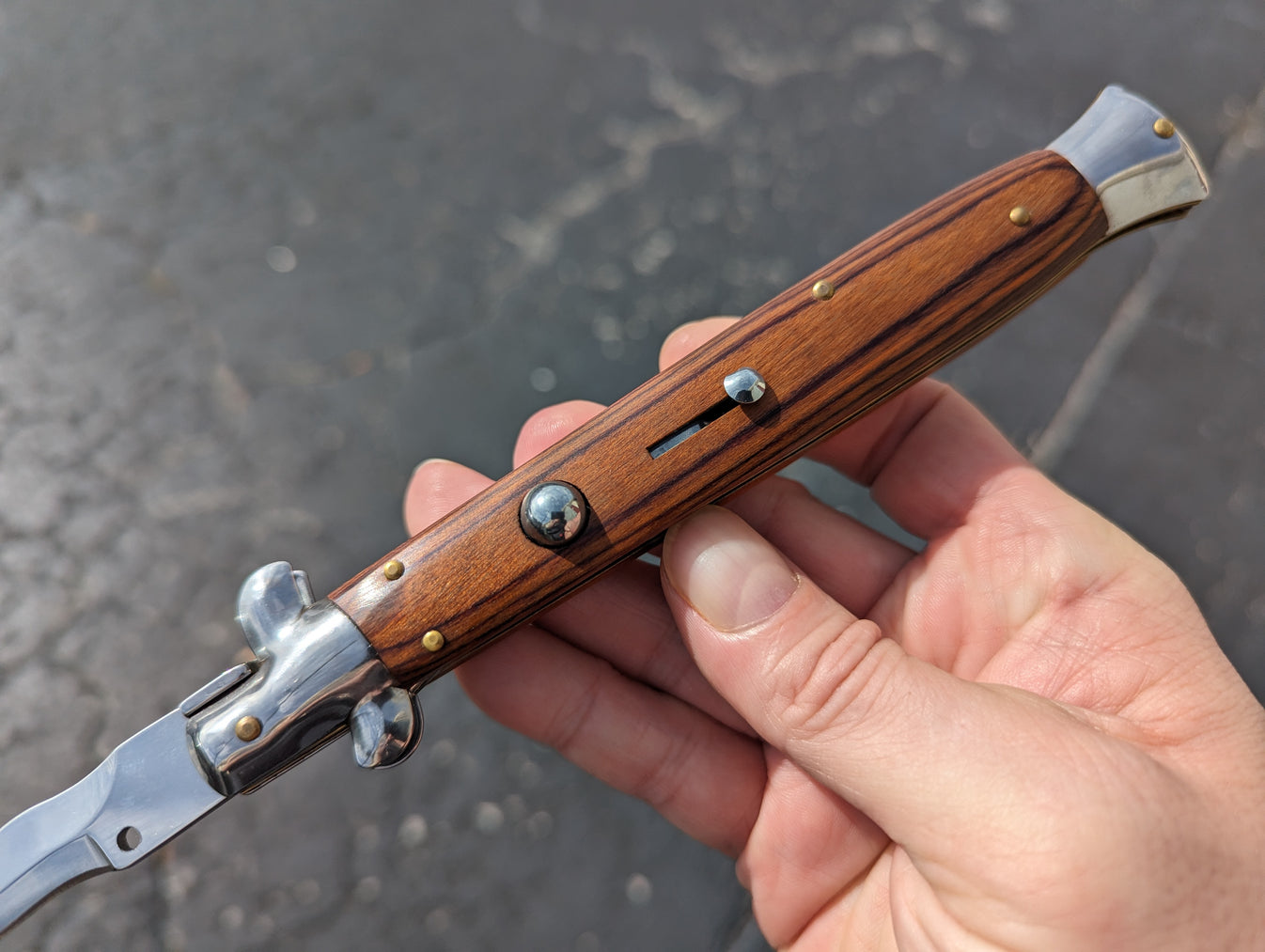13" KRIS BLADE SOLID WOOD ITALIAN STYLE STILETTO – LIGHTNING OTF KNIVES