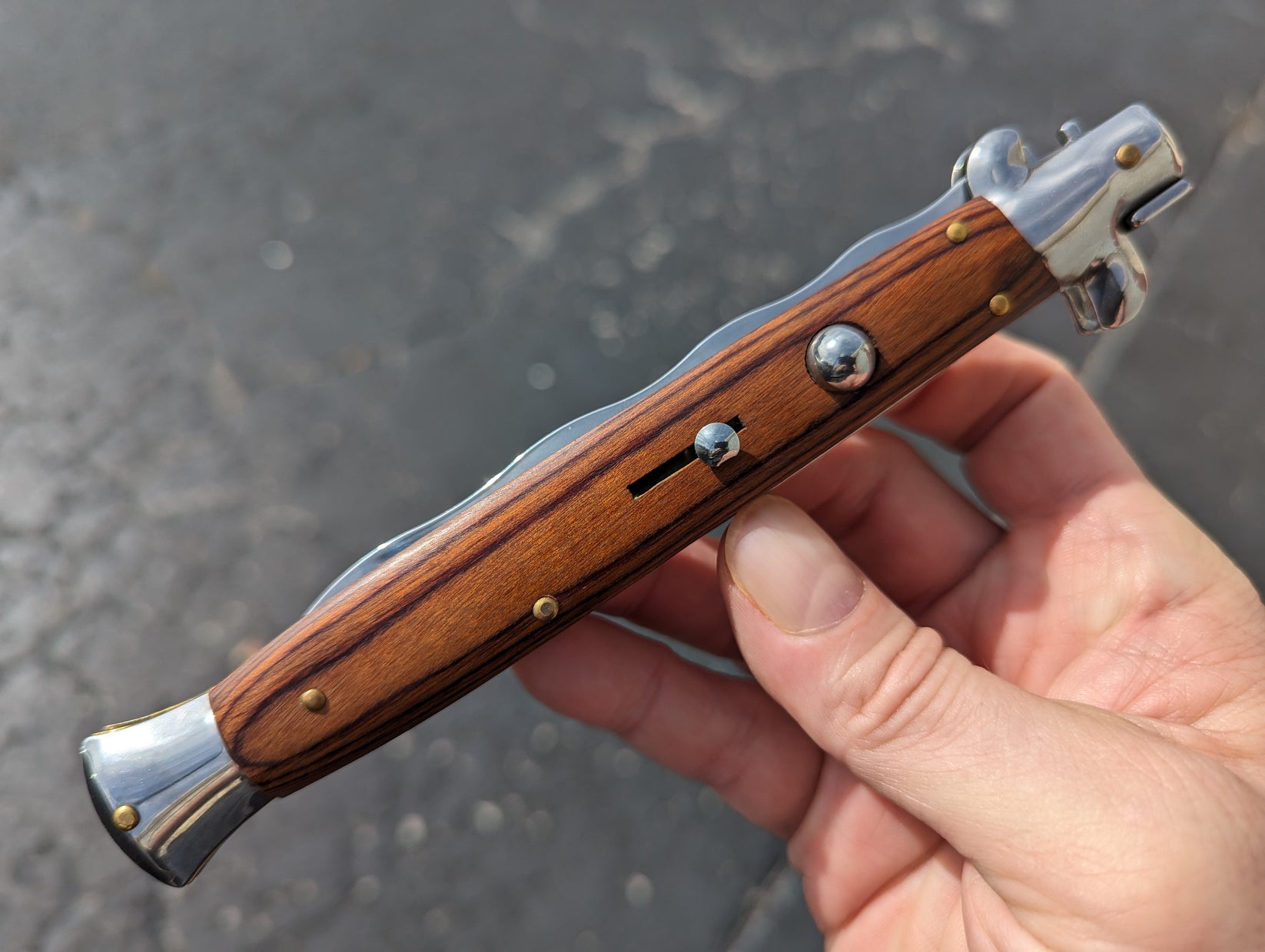 13" KRIS BLADE SOLID WOOD ITALIAN STYLE STILETTO – LIGHTNING OTF KNIVES
