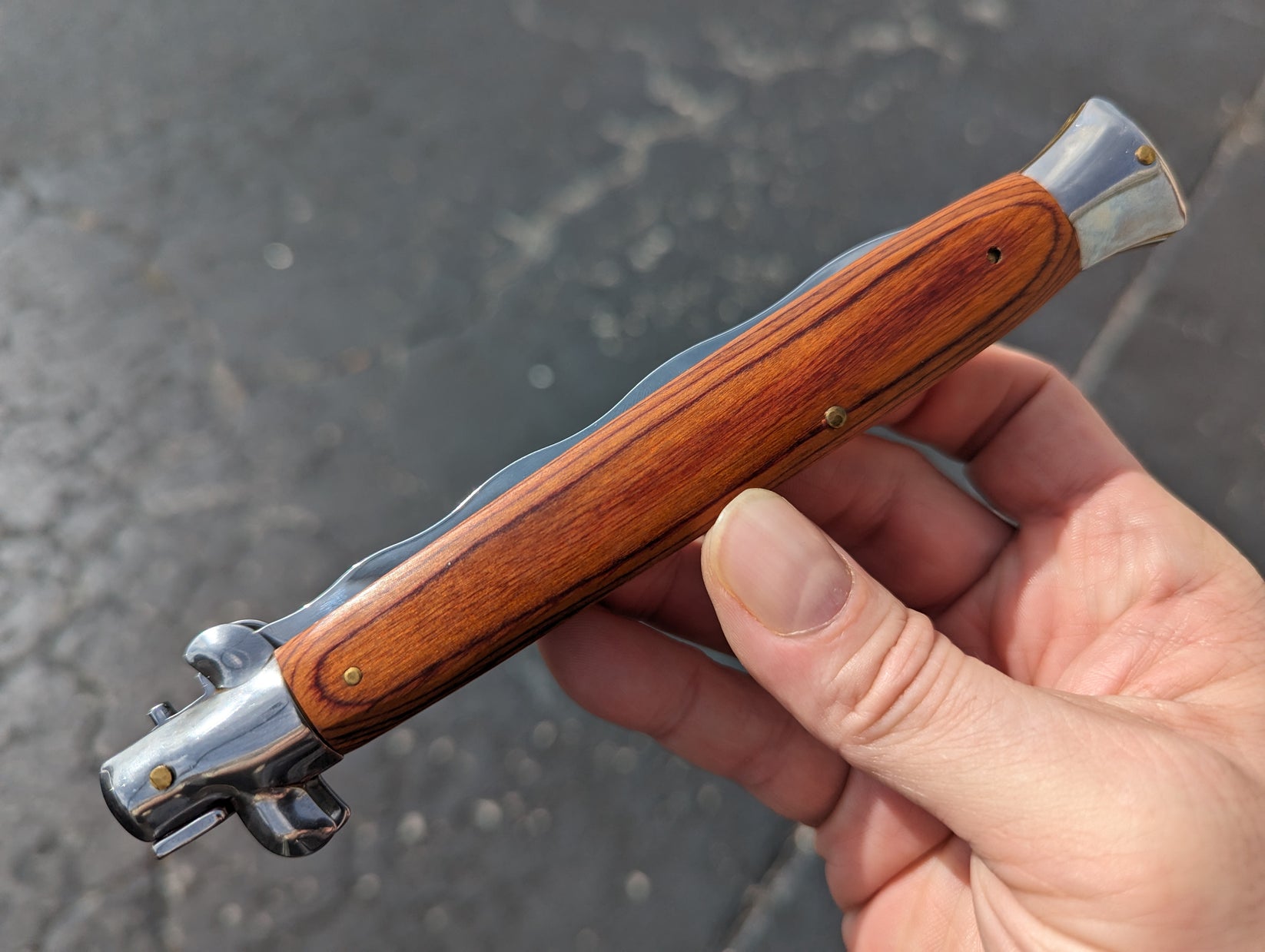 13" KRIS BLADE SOLID WOOD ITALIAN STYLE STILETTO – LIGHTNING OTF KNIVES