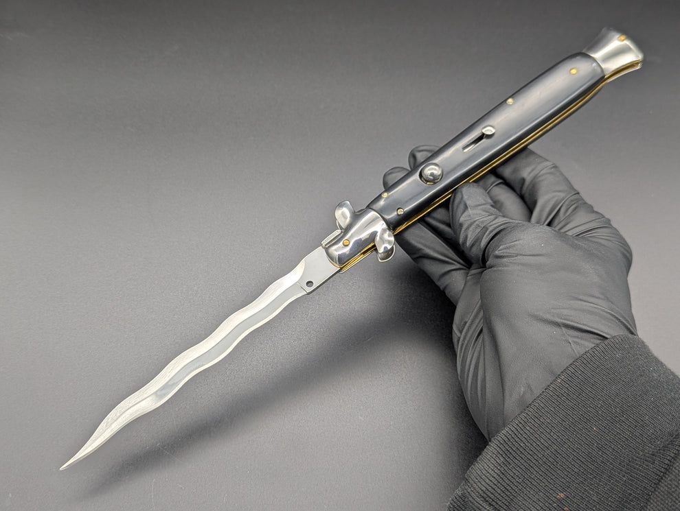 13" KRIS BLADE BLACK COMPOSITE ITALIAN STYLE STILETTO – LIGHTNING OTF ...
