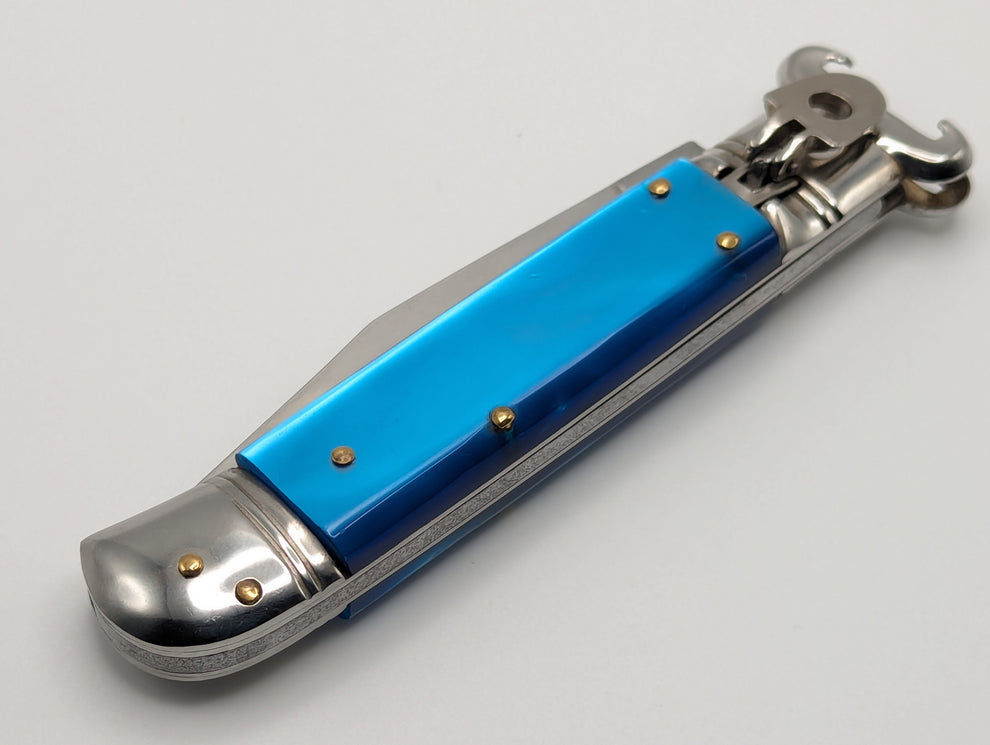 Vintage Italian Shell Puller Leverlock Switchblade Knife Blue Pearl ...