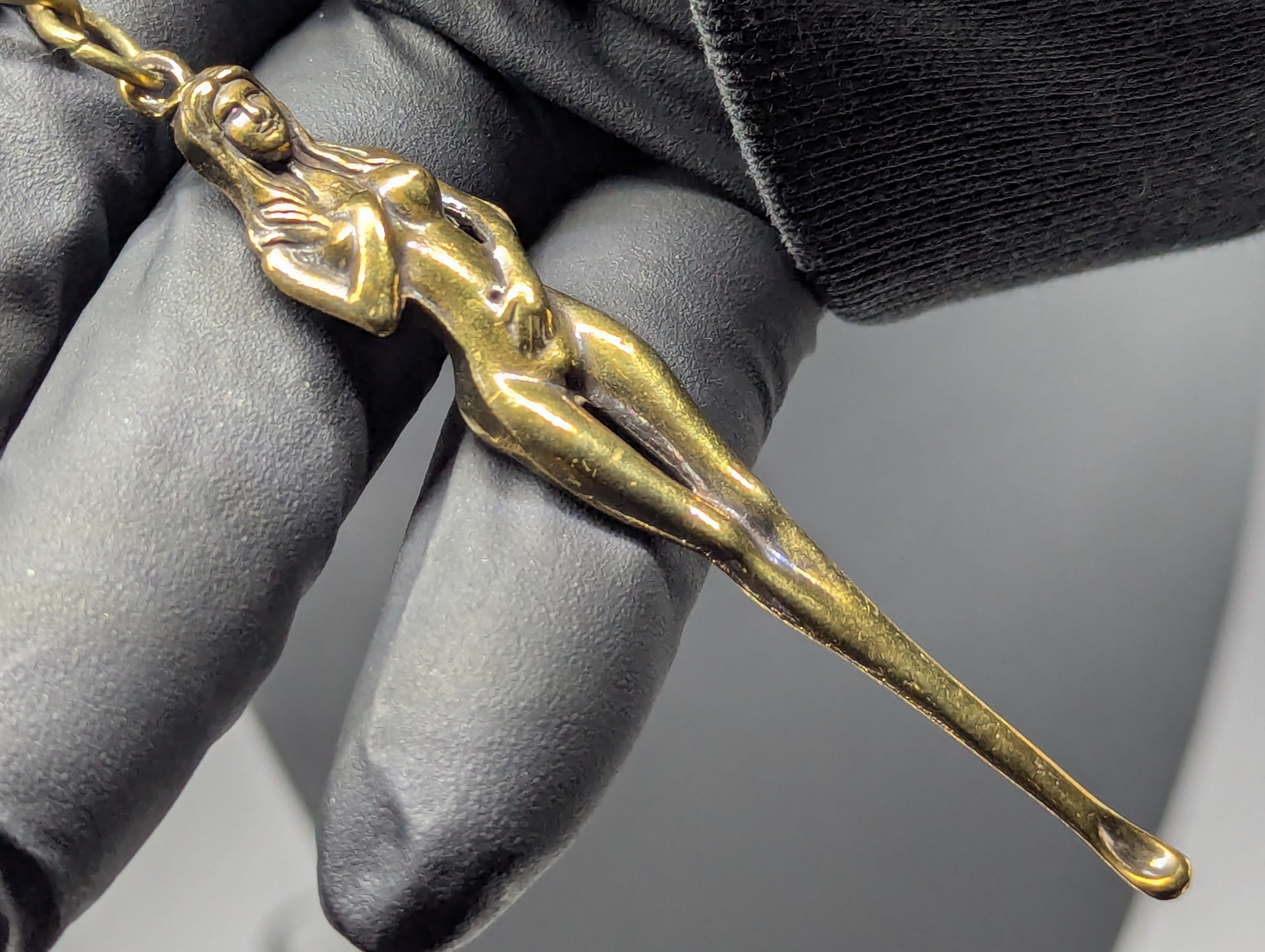 ANCIENT BRONZE BURLESQUE NUDIE TOOTSKI PARTY SPOON KEYRING – LIGHTNING ...