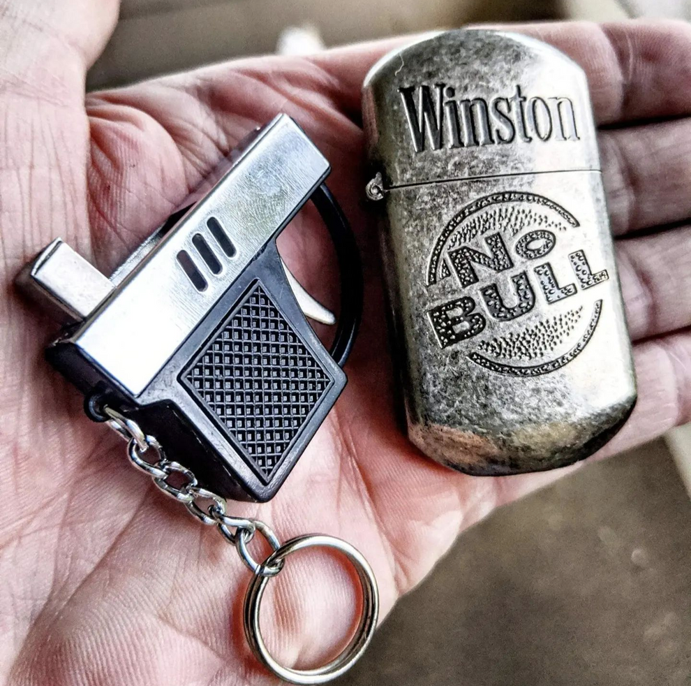 2 PC VINTAGE LIGHTER COMBO – LIGHTNING OTF KNIVES