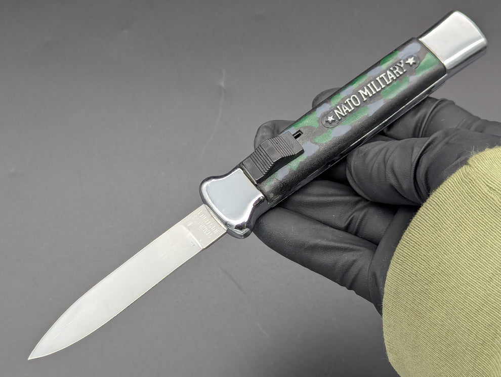 80's VINTAGE NATO MILITARY OTF KNIFE GREY CAMO – LIGHTNING OTF KNIVES