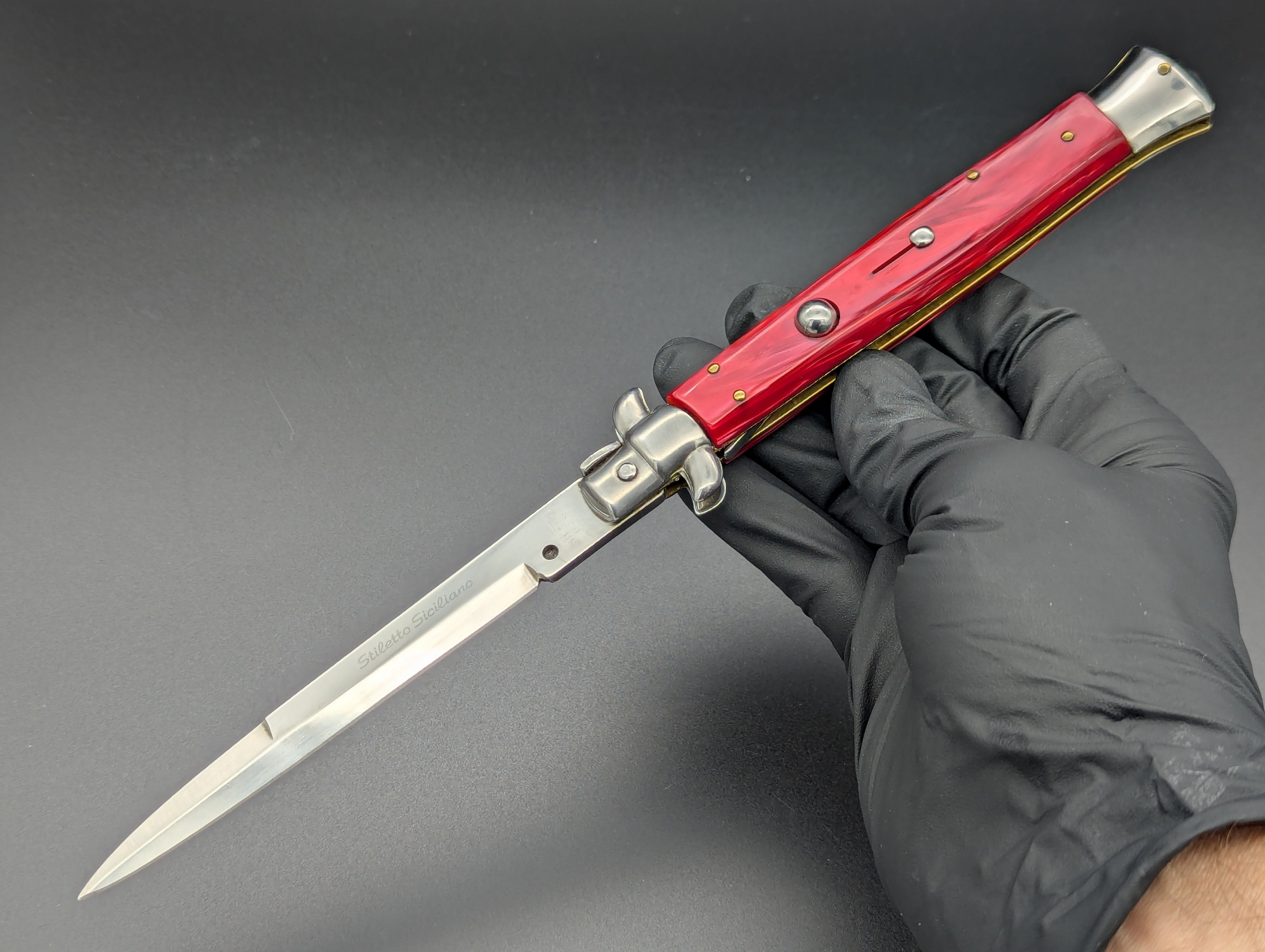 VINTAGE 11" RED ACRYLIC 'STILETTO SICILIANO' HANDMADE ITALIAN STILETTO ...