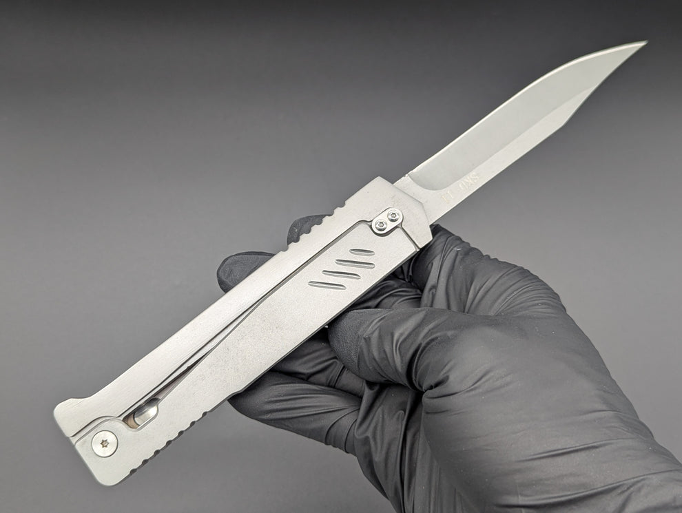 Large Clip Point Single Edge Gravity Knife – LIGHTNING OTF KNIVES