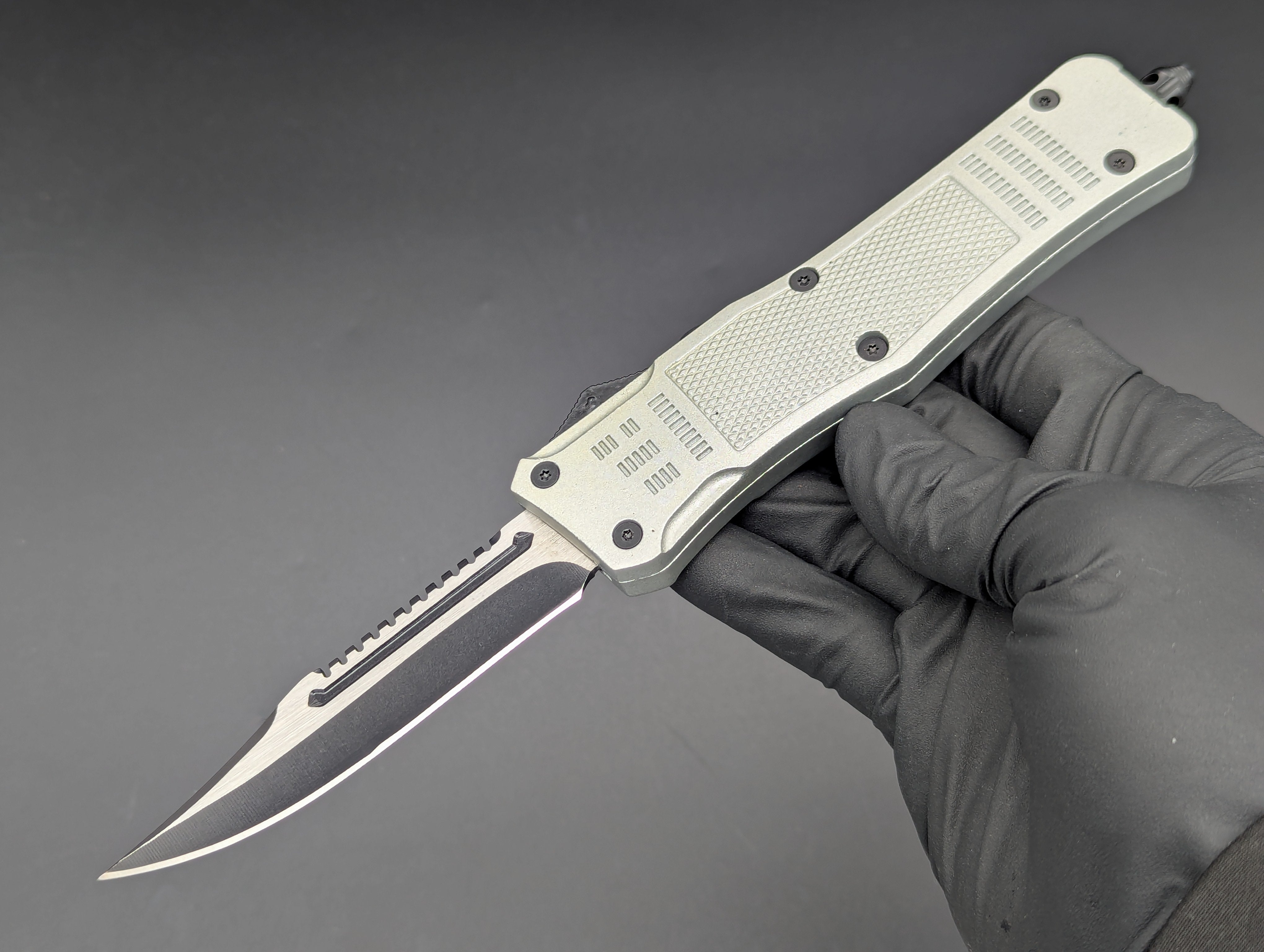 SILVER SHADOW D/A OTF KNIFE RAMBO CLIP – LIGHTNING OTF KNIVES