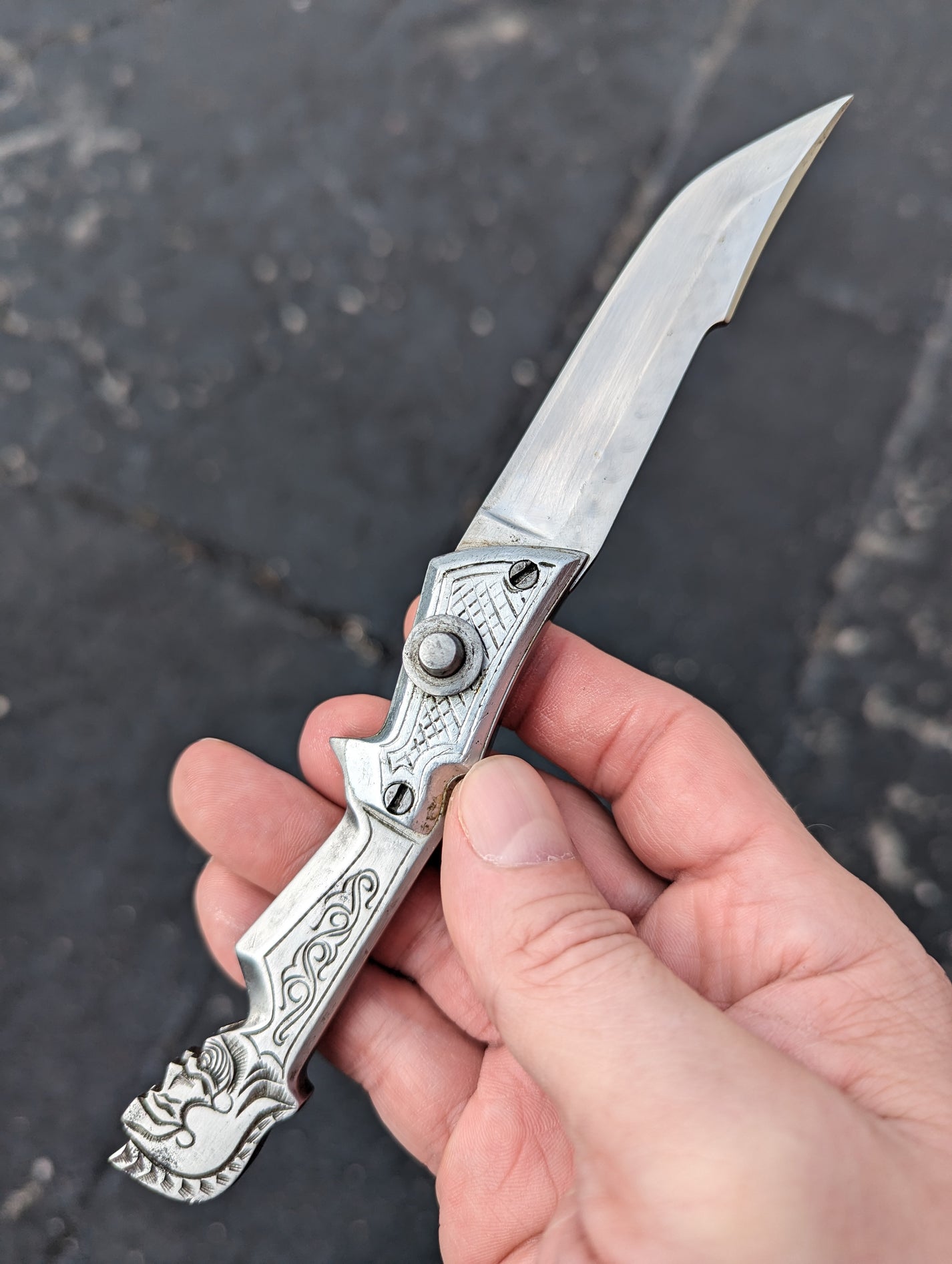 Engraved "Roman" Stainless Russian Prison Made Automatic Knife ...