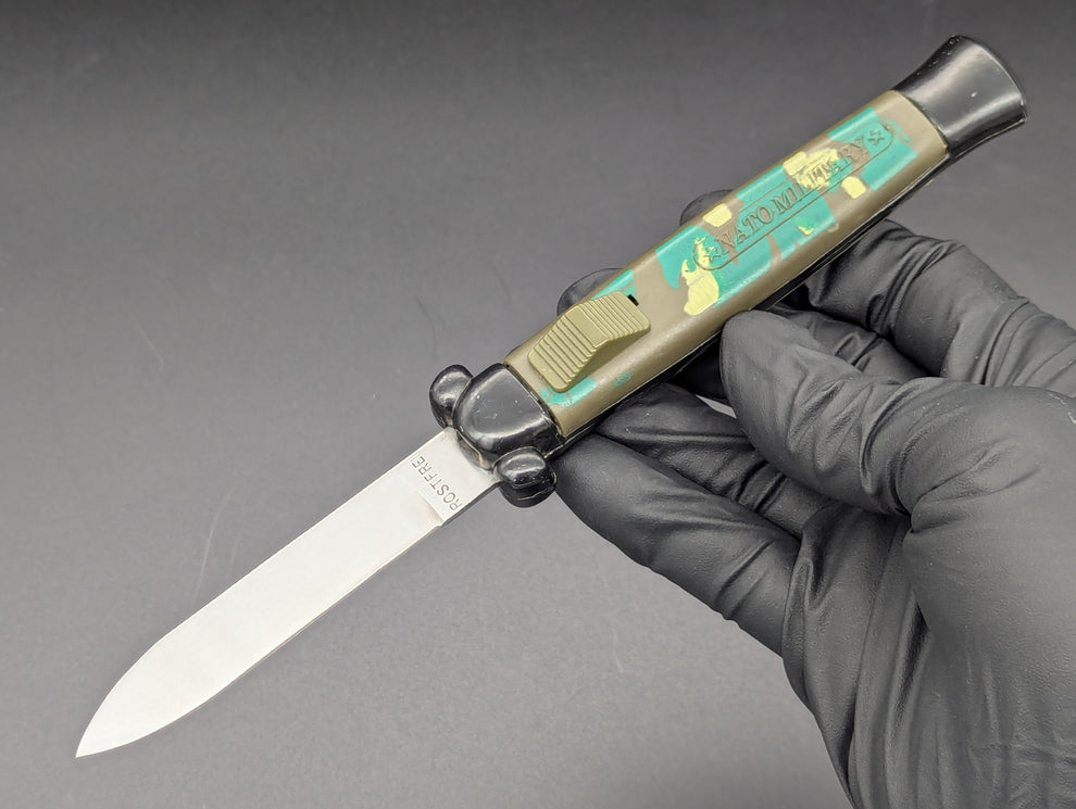 Camouflage NATO MILITARY OTF Knife 80's Vintage – LIGHTNING OTF KNIVES