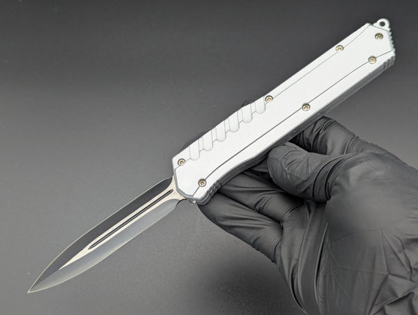 12 PC SILVER COMPOSITE D/A OTF KNIFE – LIGHTNING OTF KNIVES