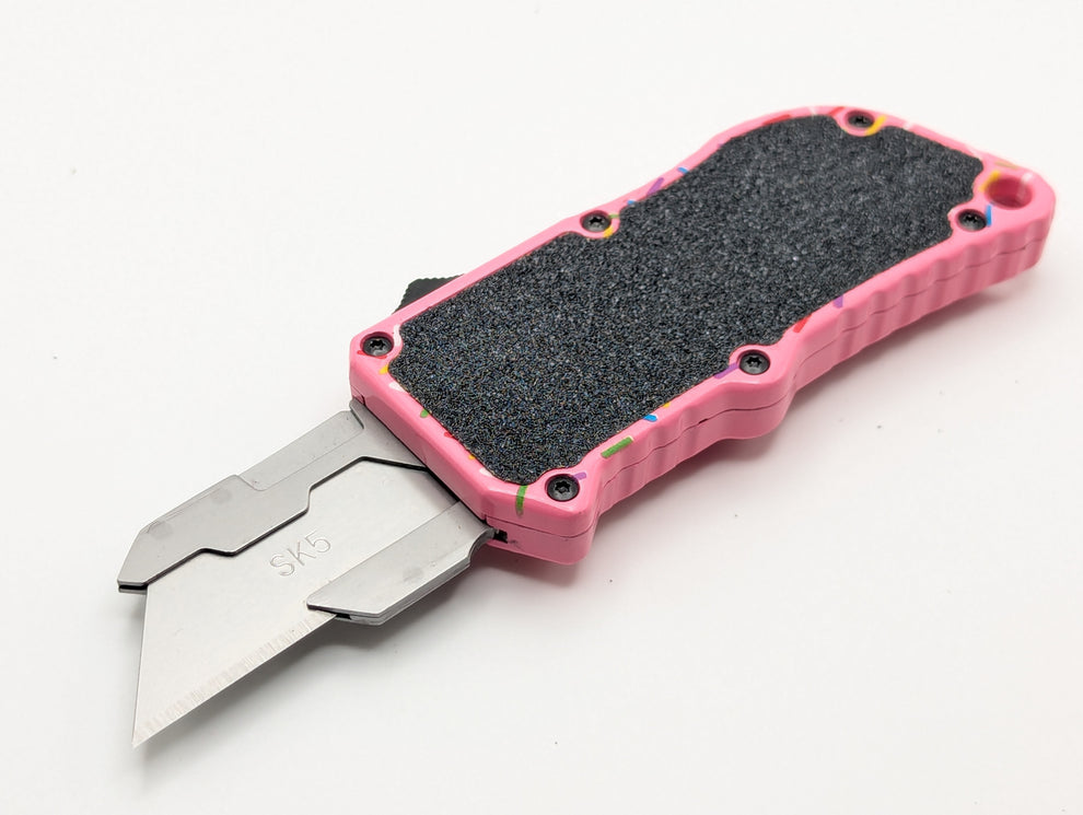 Pink Sprinkle D/A Box Cutter OTF Knife – LIGHTNING OTF KNIVES