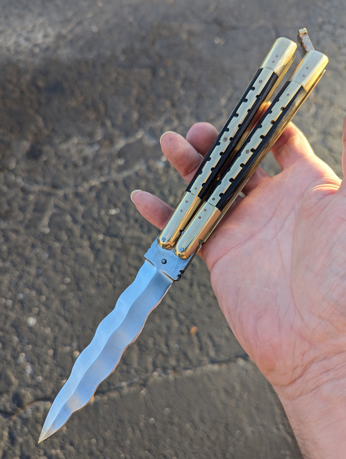 11" TRADITIONAL PHILIPPINES KALUPKOP BONE & BRASS BALISONG KRIS #2 ...