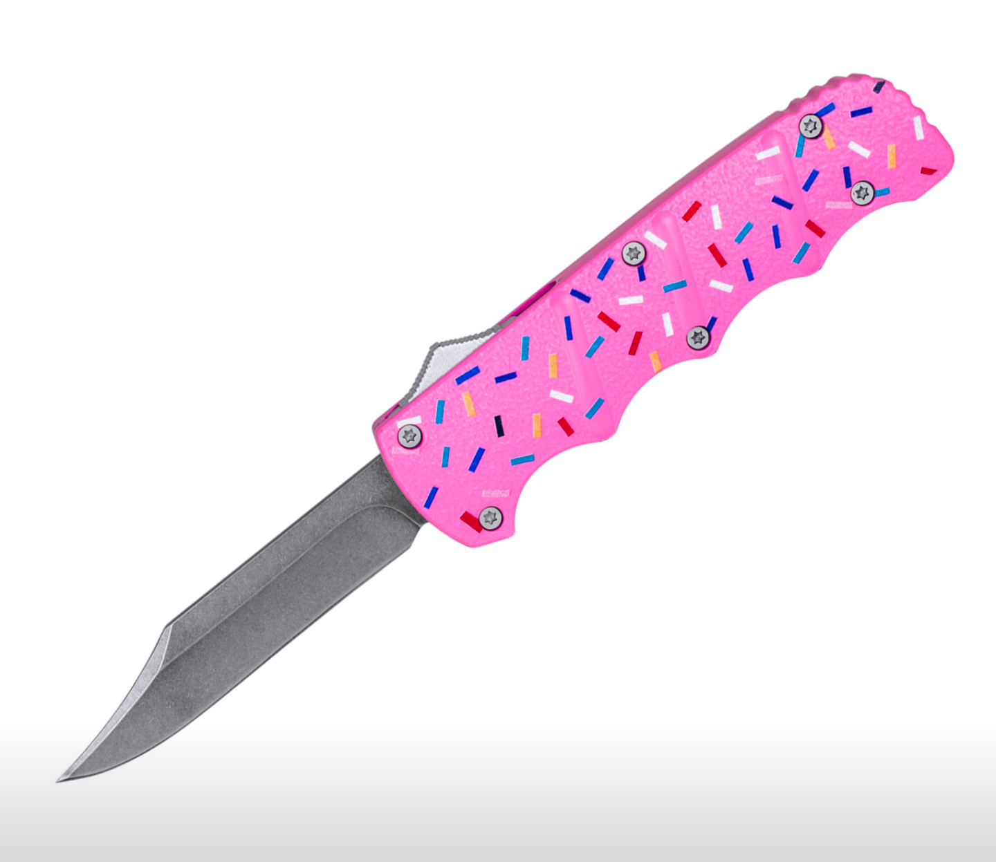 PINK SPRINKLED DONUT CLIP POINT D/A OTF KNIFE – LIGHTNING OTF KNIVES