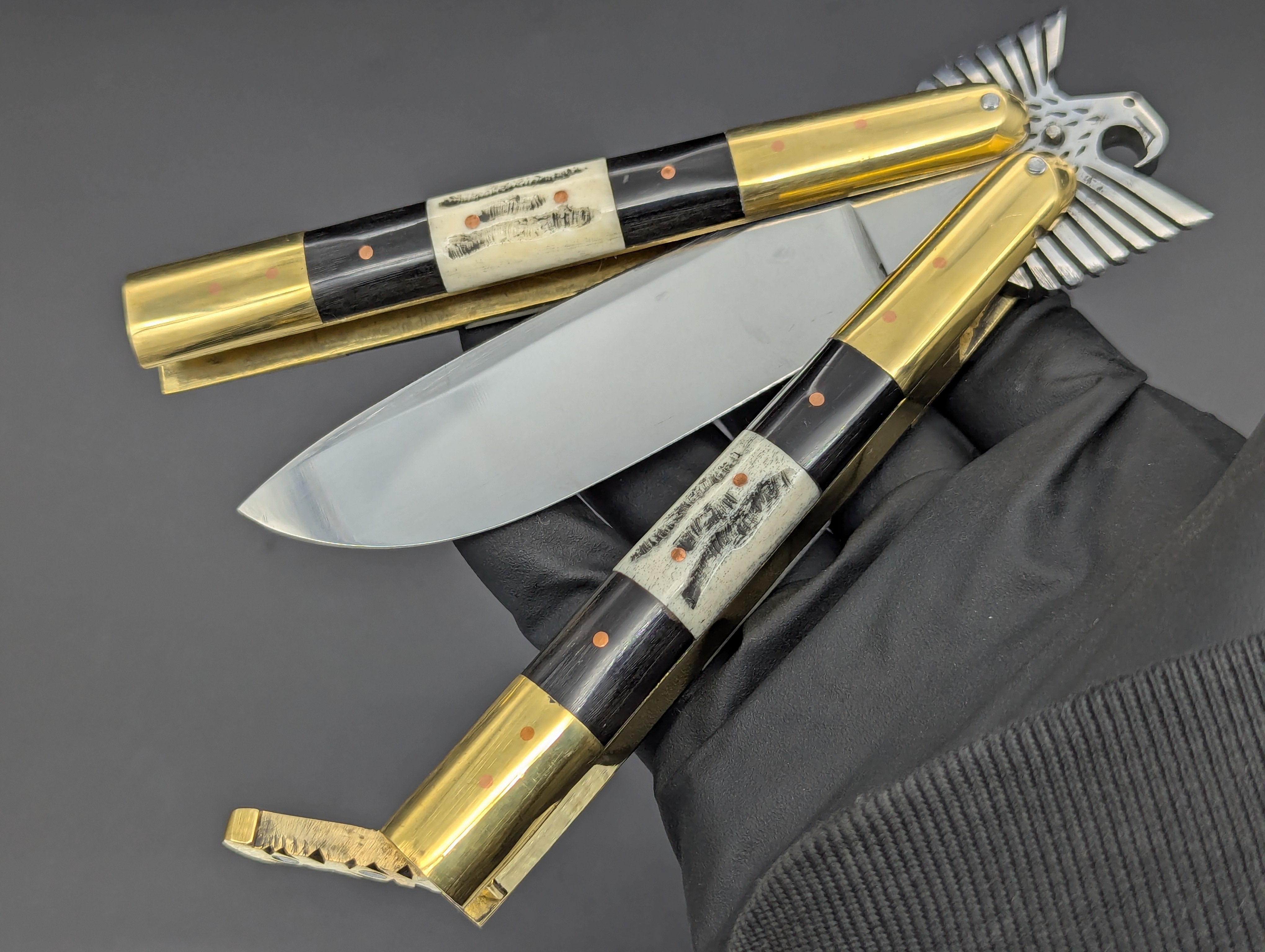 22CM TRIPLE STACK SCALE EAGLE FHM BALISONG KNIFE STRTBLD – LIGHTNING ...