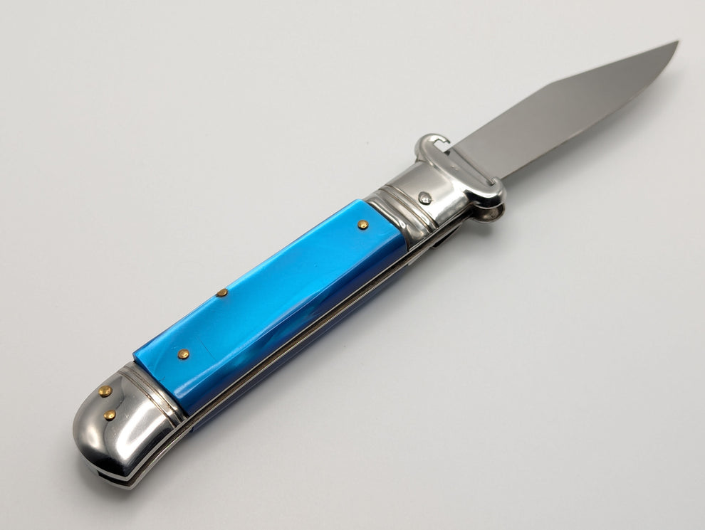 Vintage Italian Shell Puller Leverlock Switchblade Knife Blue Pearl ...