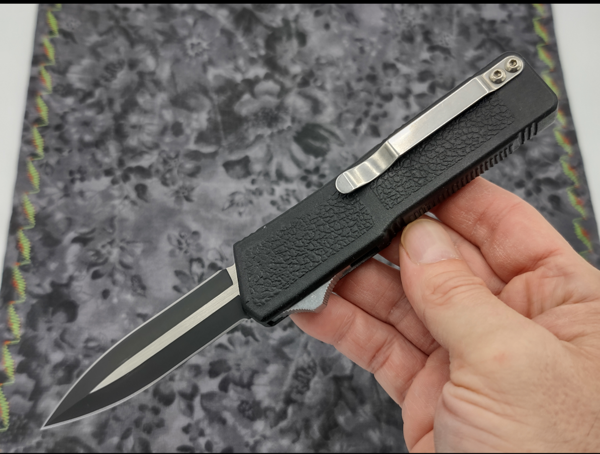 Black 2-Tone Double Edge Lightning OTF Knife – LIGHTNING OTF KNIVES
