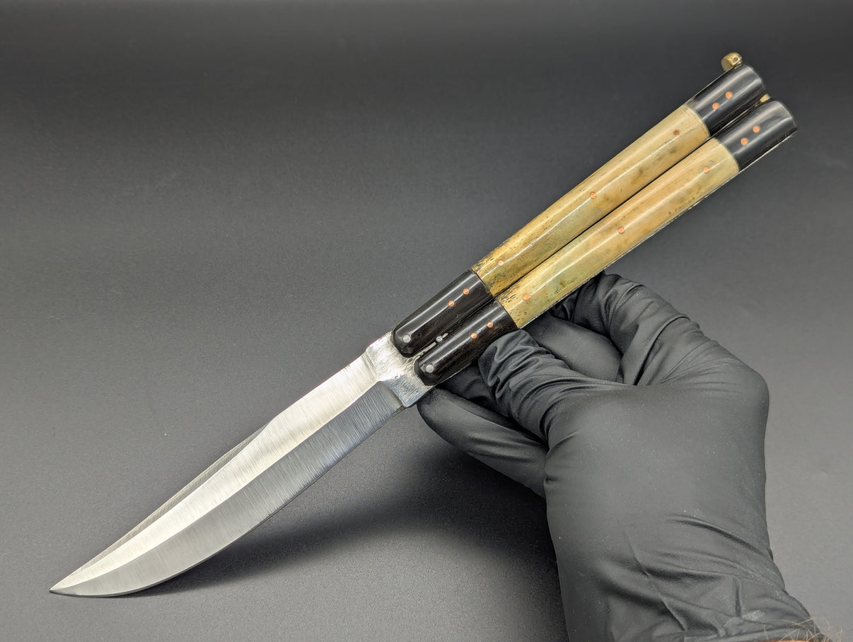 11" AGED BONE CARABOA HORN CLIP POINT BLADE TAAL BATANGAS PHILIPPINES ...