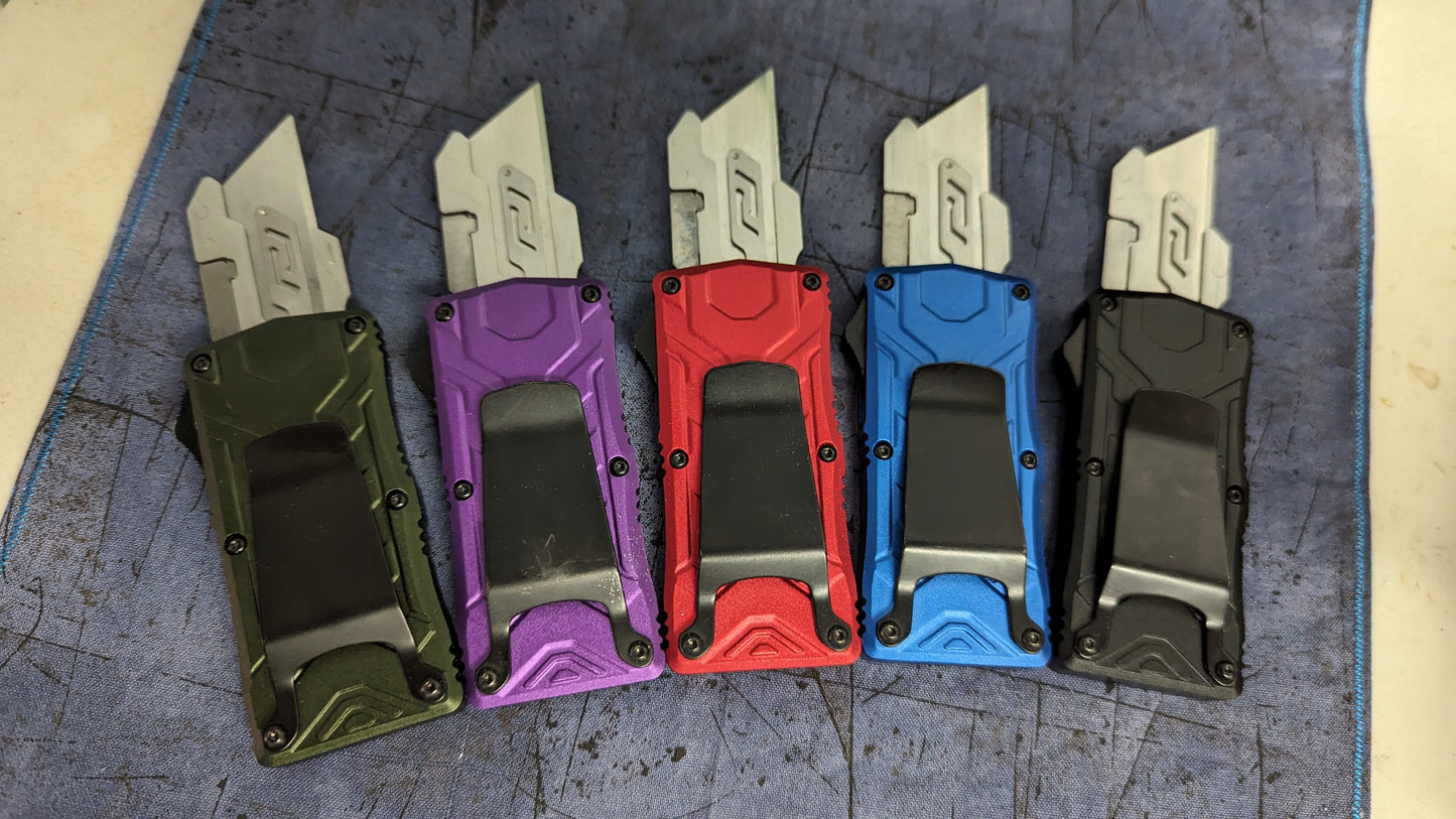 Red Molded Aluminum D/A Box Cutter OTF Knife – LIGHTNING OTF KNIVES